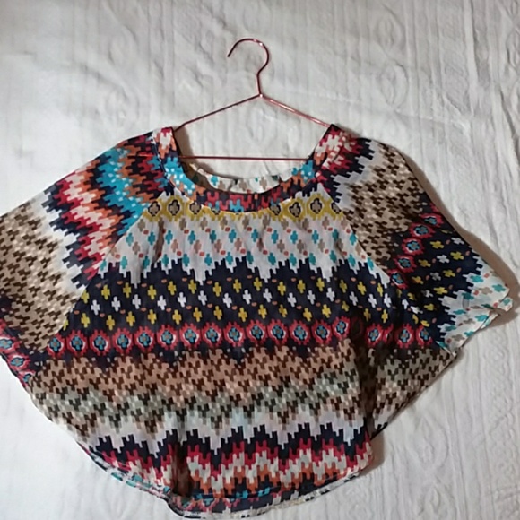 About A Girl | Tops | Boho Flowy Poncho Shaw Style Lightweight Blouse ...